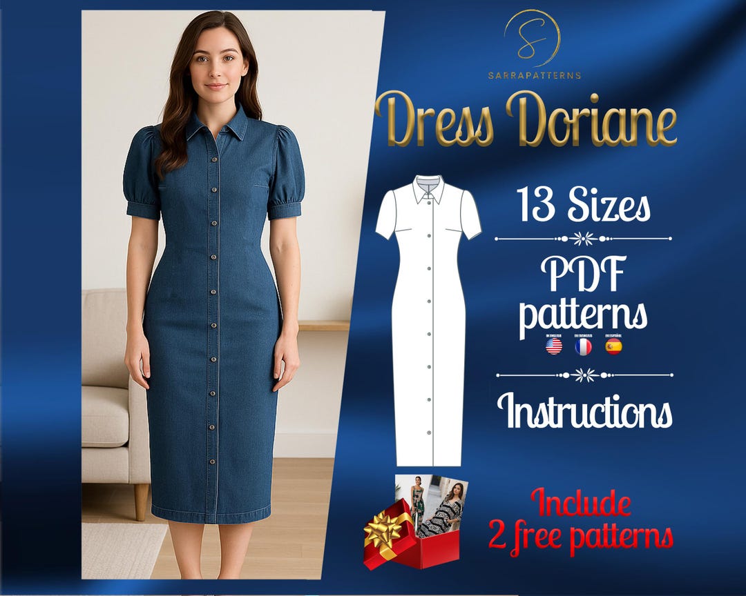PDF Digital Sewing Pattern for Doriane Dress | Pencil Dress Pattern ...