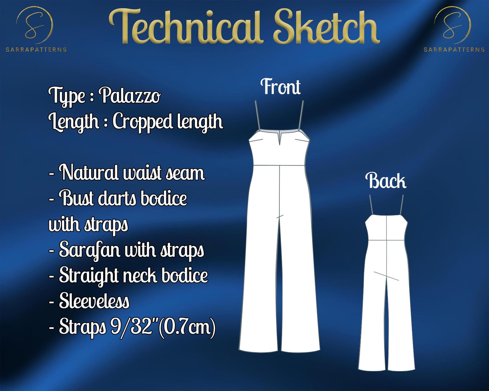 PDF Digital Sewing Pattern for Babette Jumpsuit | Palazzo Jumpsuit ...