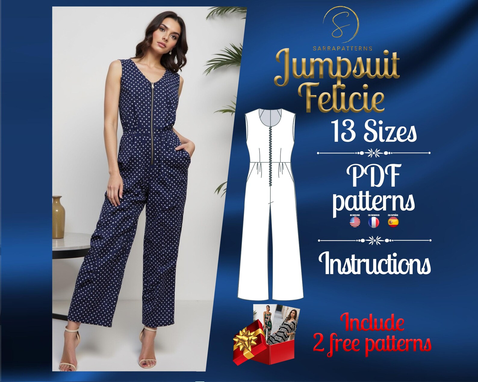 PDF Digital Sewing Pattern Felicie Jumpsuit | Cottagecore Jumpsuit ...