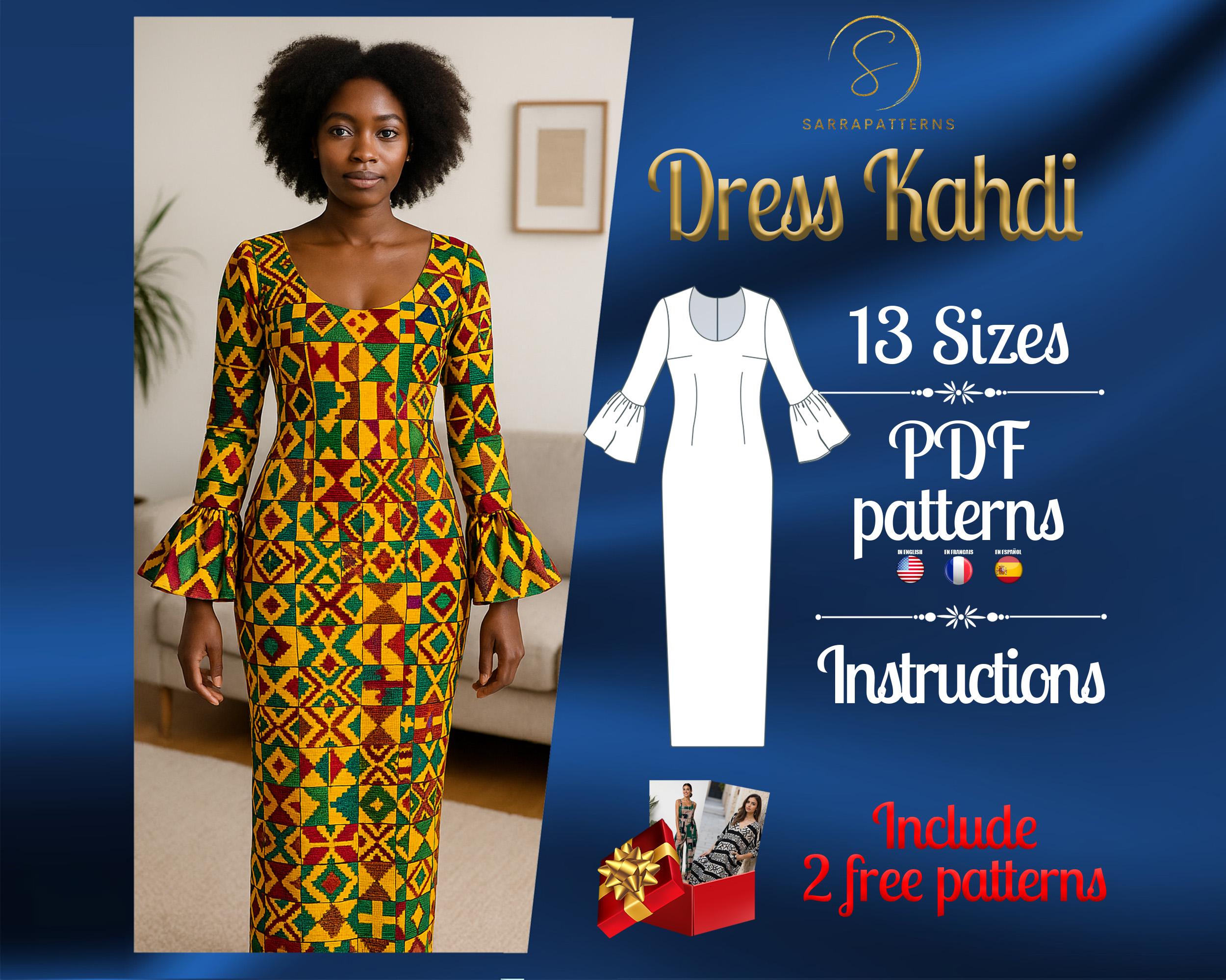 PDF Digital Sewing Pattern for Khadi Dress | Pencil Dress Pattern | Full Dress Pattern | African ...