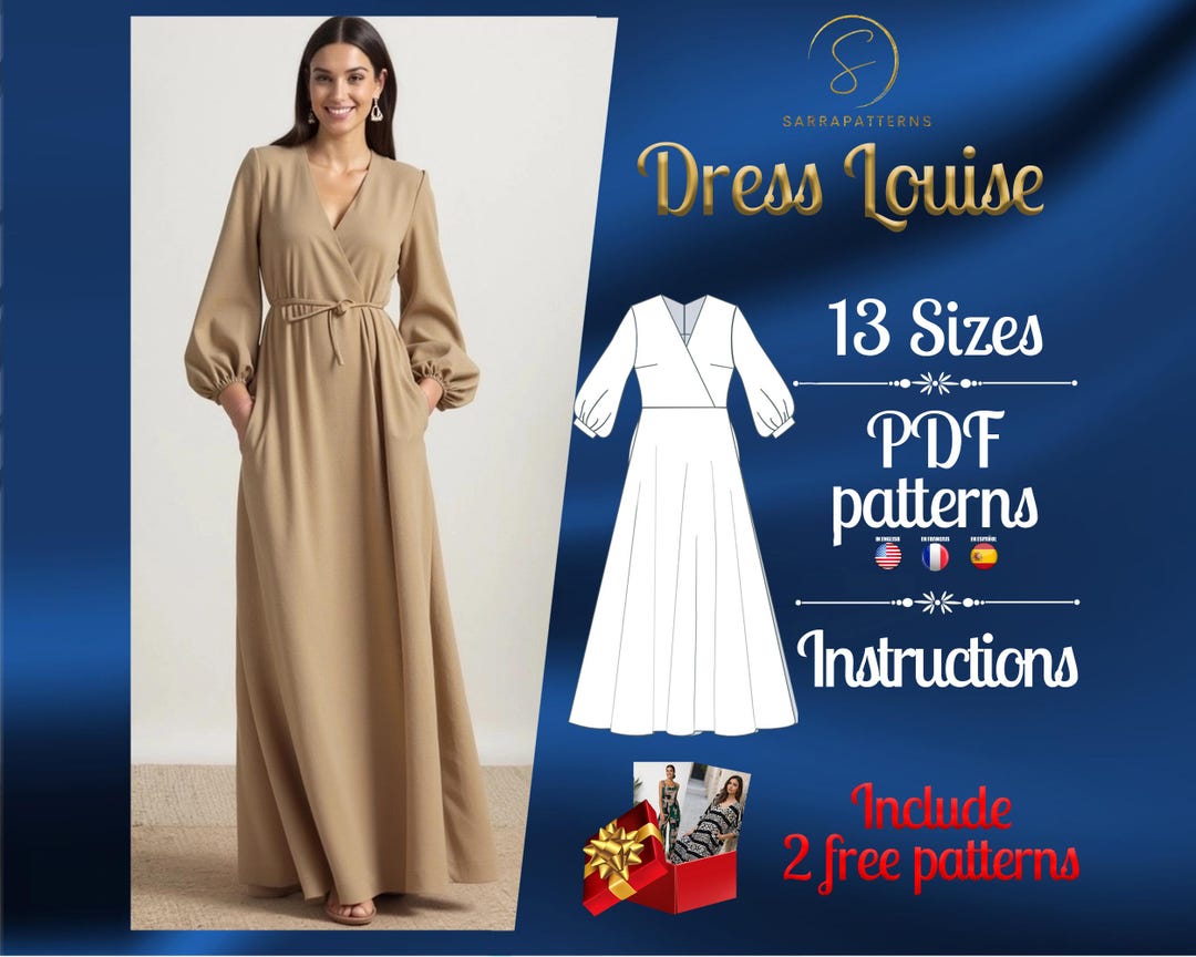 PDF Digital Sewing Pattern for Louise Ankle Dress Pattern | Dress ...