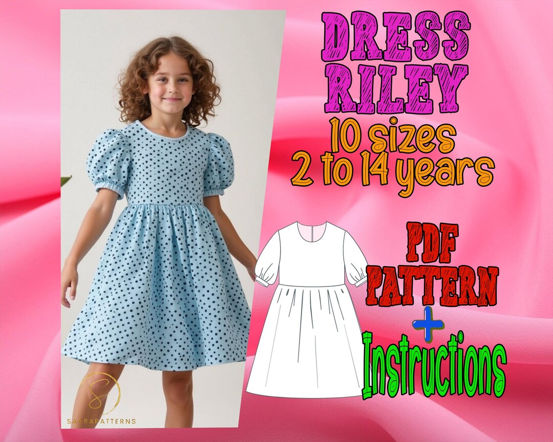 PDF Digital Sewing Pattern Riley Dress | Kid Dress Pattern | Pattern ...