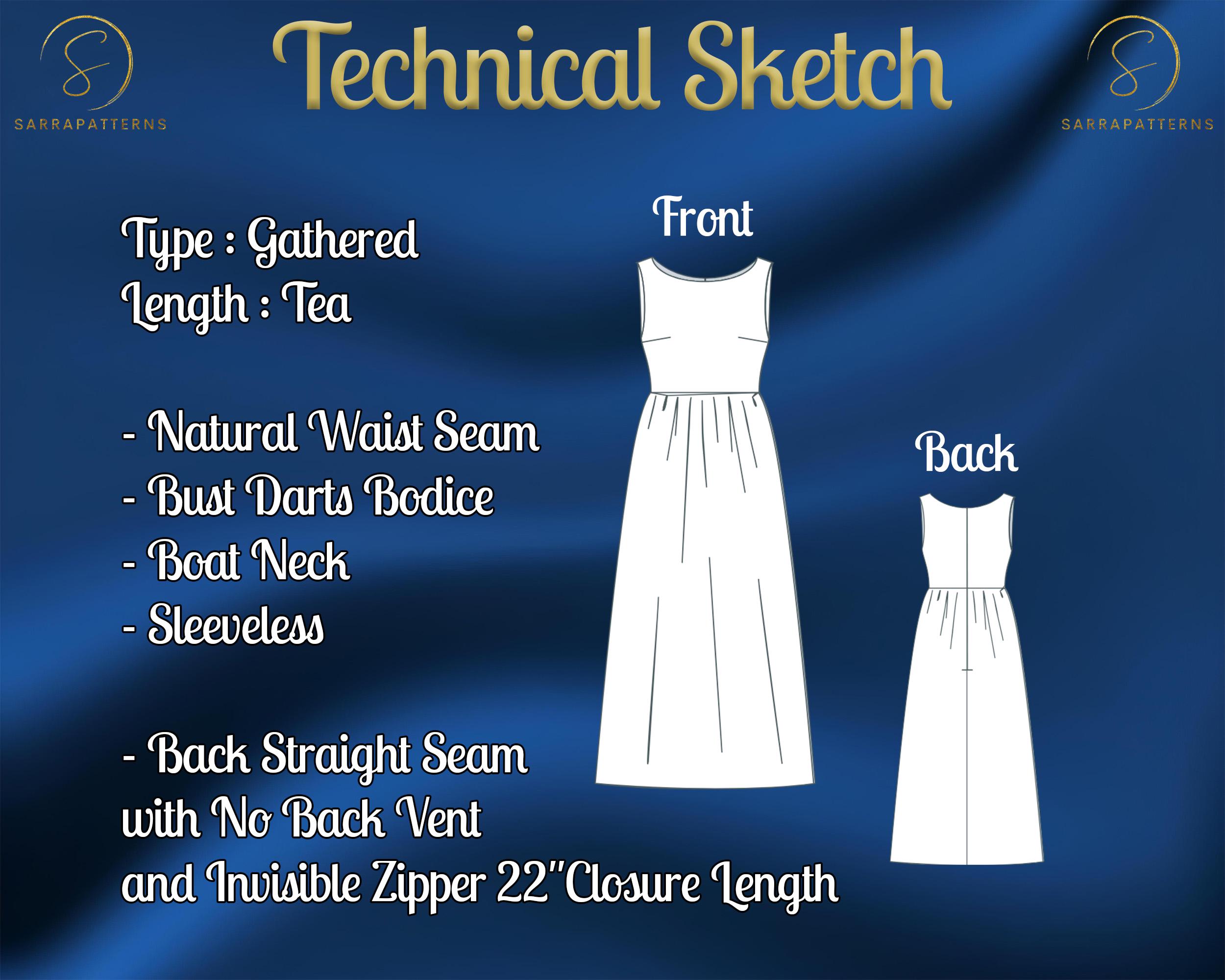 PDF Digital Sewing Pattern for the Juline Tea Dress | Gathered Dress ...