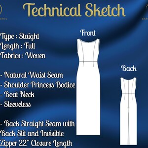 PDF Digital Sewing Pattern for Charlene Dress | Staight Dress Pattern ...