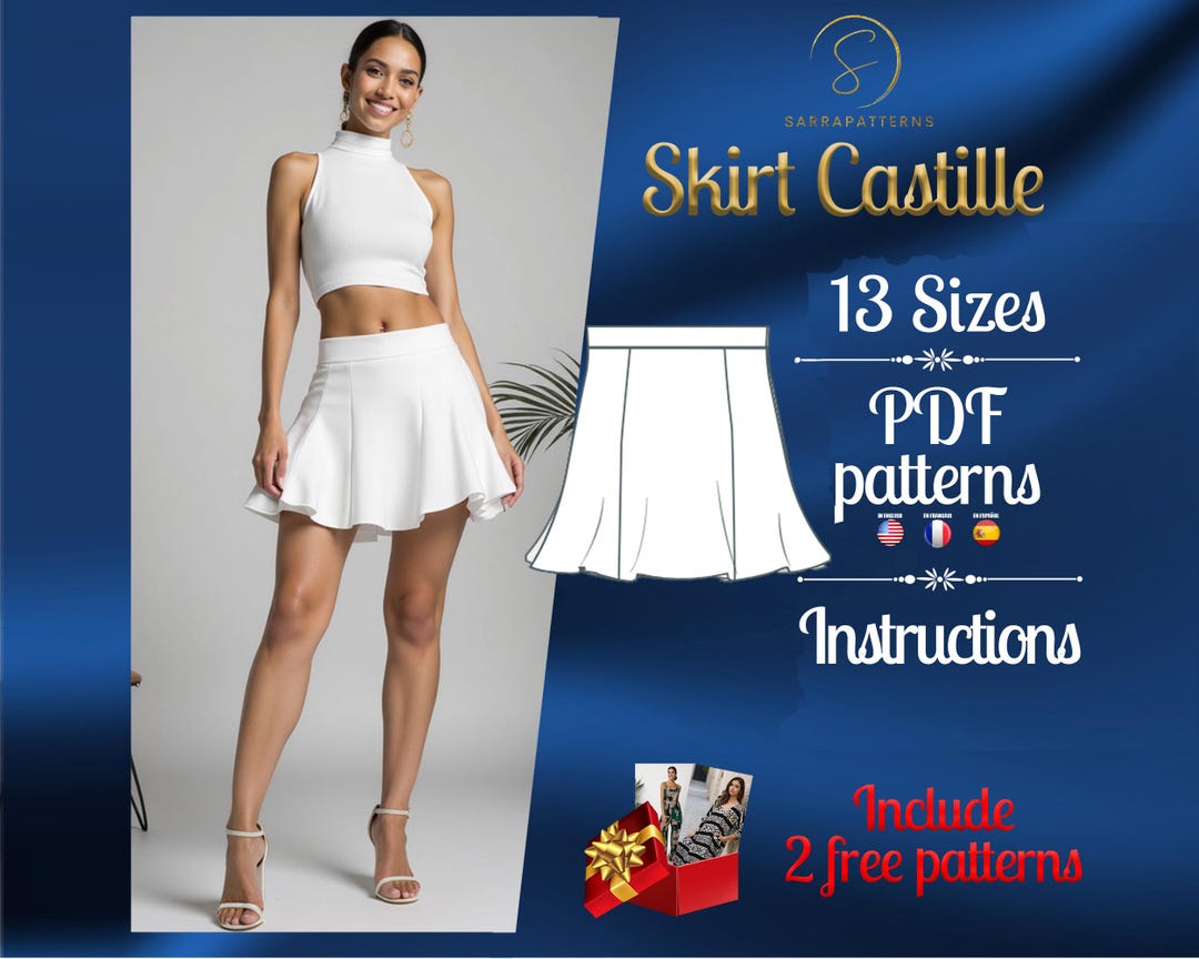 PDF Digital Sewing Pattern for the Castille Skirt | Gored Skirt Pattern ...