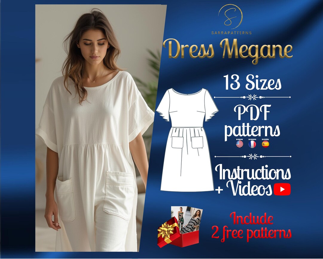 PDF Digital Sewing Pattern for Megane Dress | Linen Dress Pattern ...