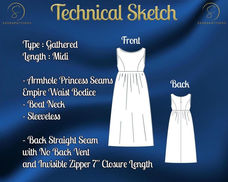PDF Digital Sewing Pattern for Milana Midi Dress | Gathered Dress ...