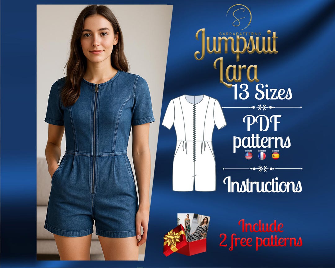 PDF Digital Sewing Pattern Lara Jumpsuit | Shorts Jumpsuit Pattern ...