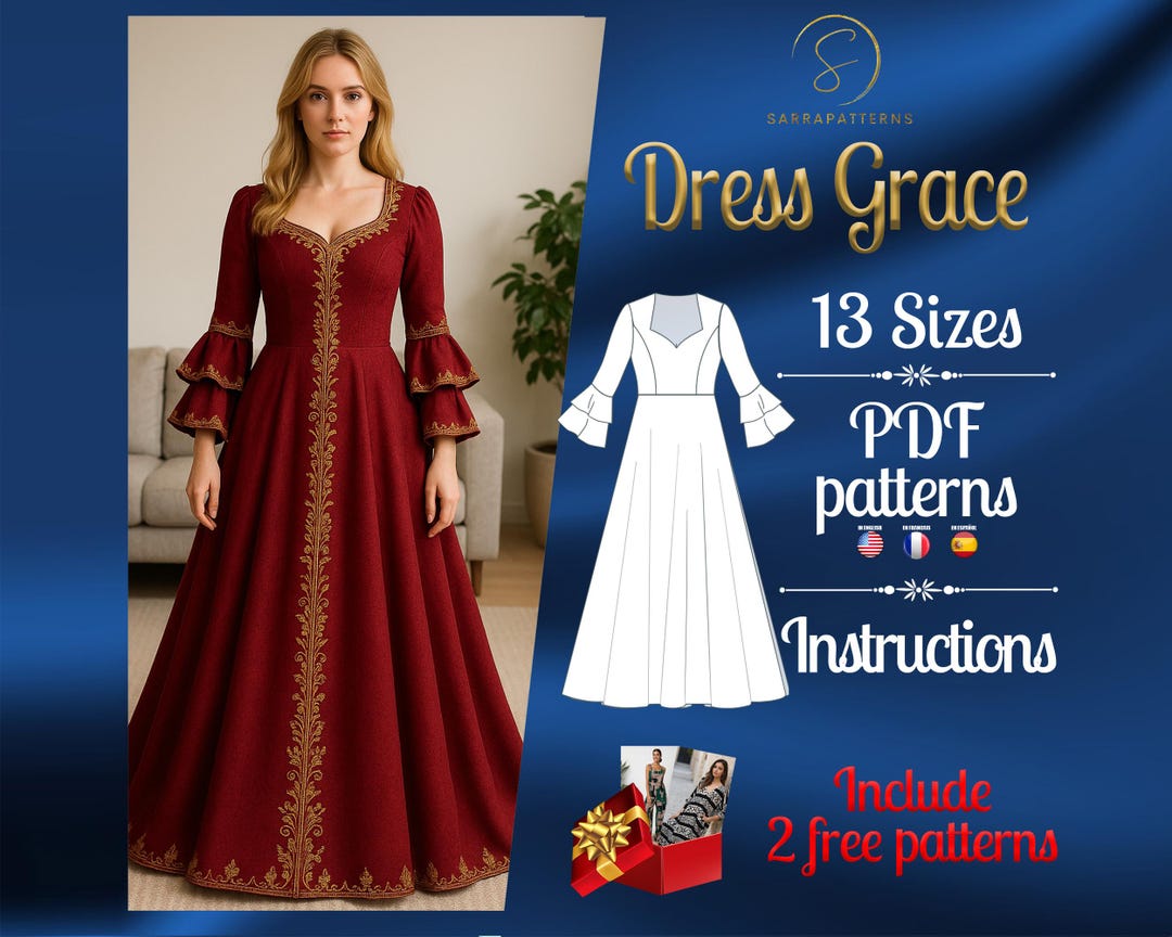 PDF Digital Sewing Pattern Grace Dress | Circle Dress Pattern | Maxi ...