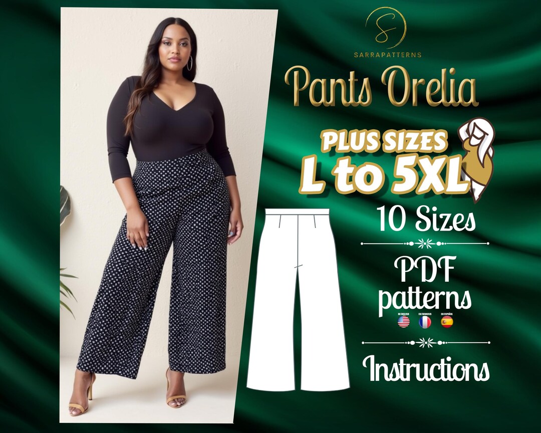 PDF Digital Sewing Pattern for Orelia Pants | Plus Size Patterns ...