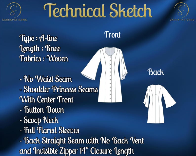PDF Digital Sewing Pattern for Astou Dress | A-line Dress Pattern ...