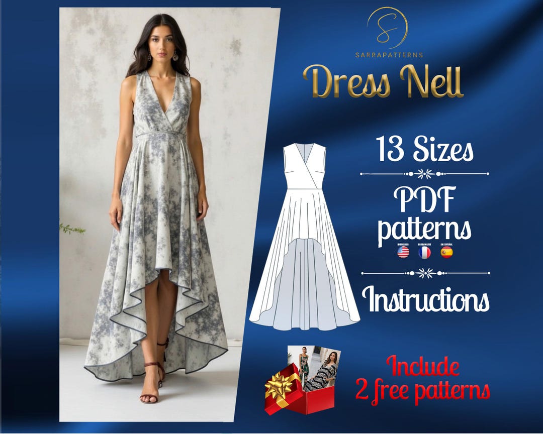 PDF Digital Sewing Pattern for the Nell Hi Low Dress Pattern | Full ...