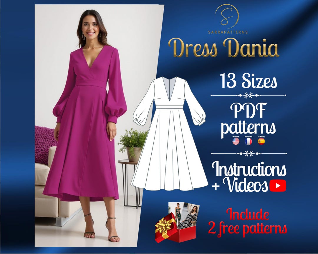 PDF Digital Sewing Pattern for the Dania Midi Dress Circle Dress ...