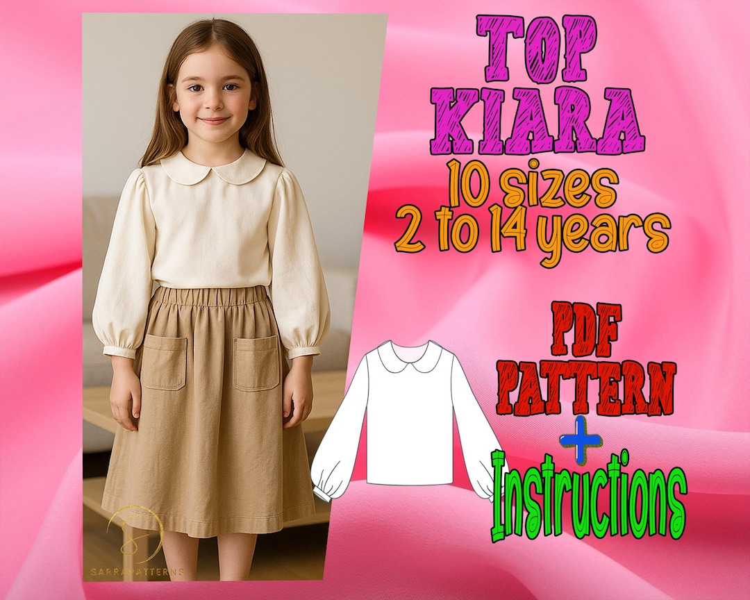 PDF Digital Sewing Pattern for Kiara Top | Kid Top Pattern | Pattern ...