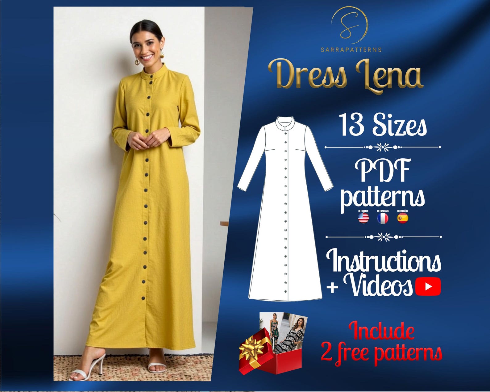 PDF Digital Sewing Pattern for Lena Dress Pattern | A Line Dress ...