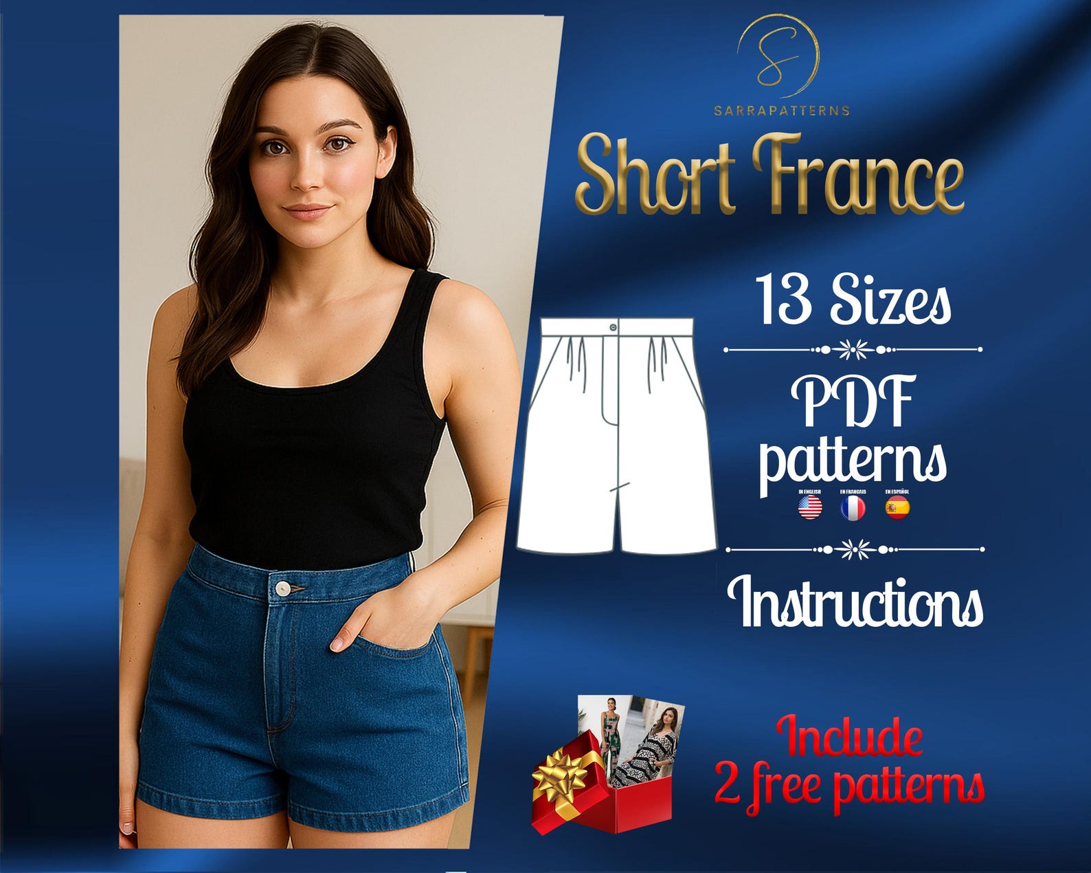 PDF Digital Sewing Pattern for France Shorts | Easy Shorts Pattern ...