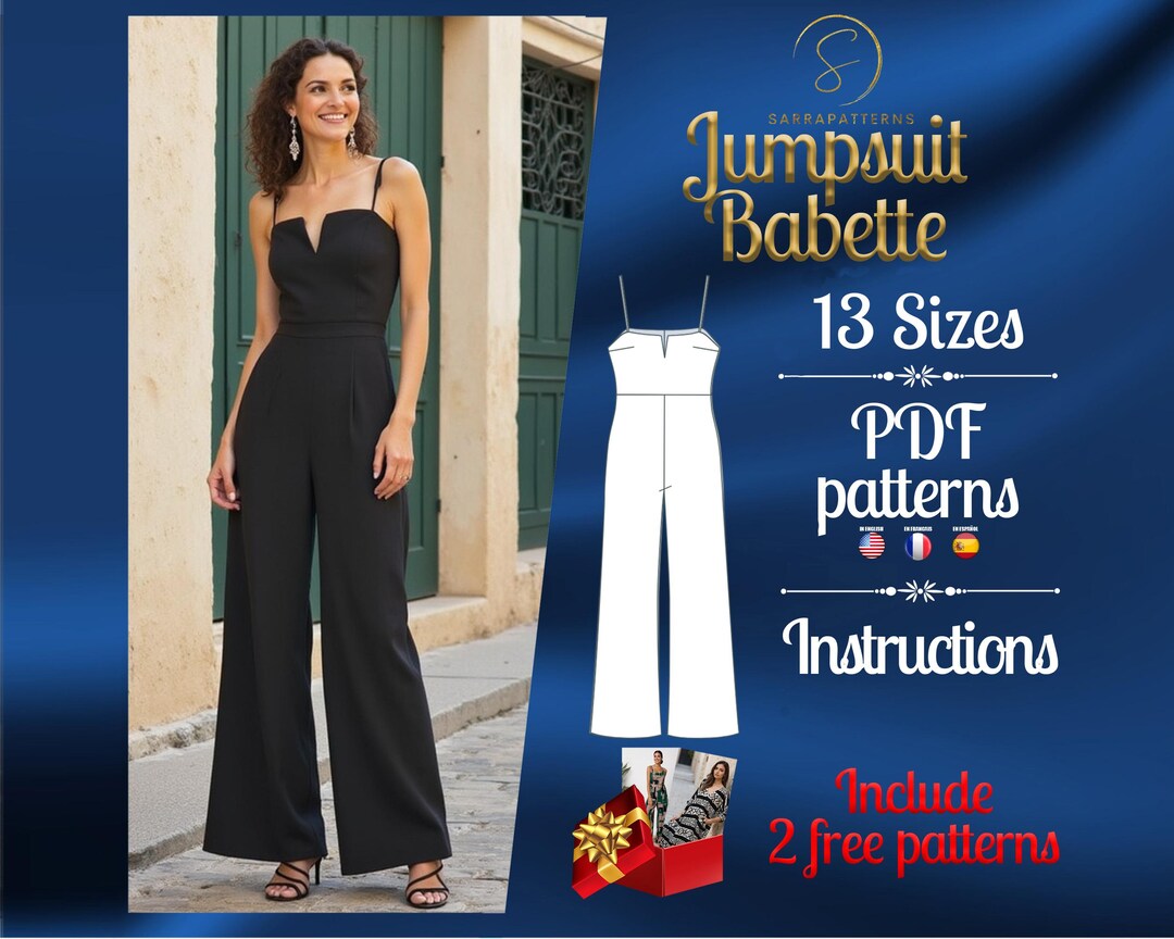 PDF Digital Sewing Pattern for Babette Jumpsuit | Palazzo Jumpsuit ...