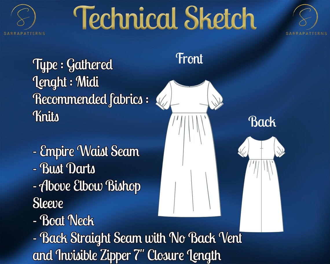 PDF Digital Sewing Pattern for the Natty Dress | Gathered Dress Pattern ...