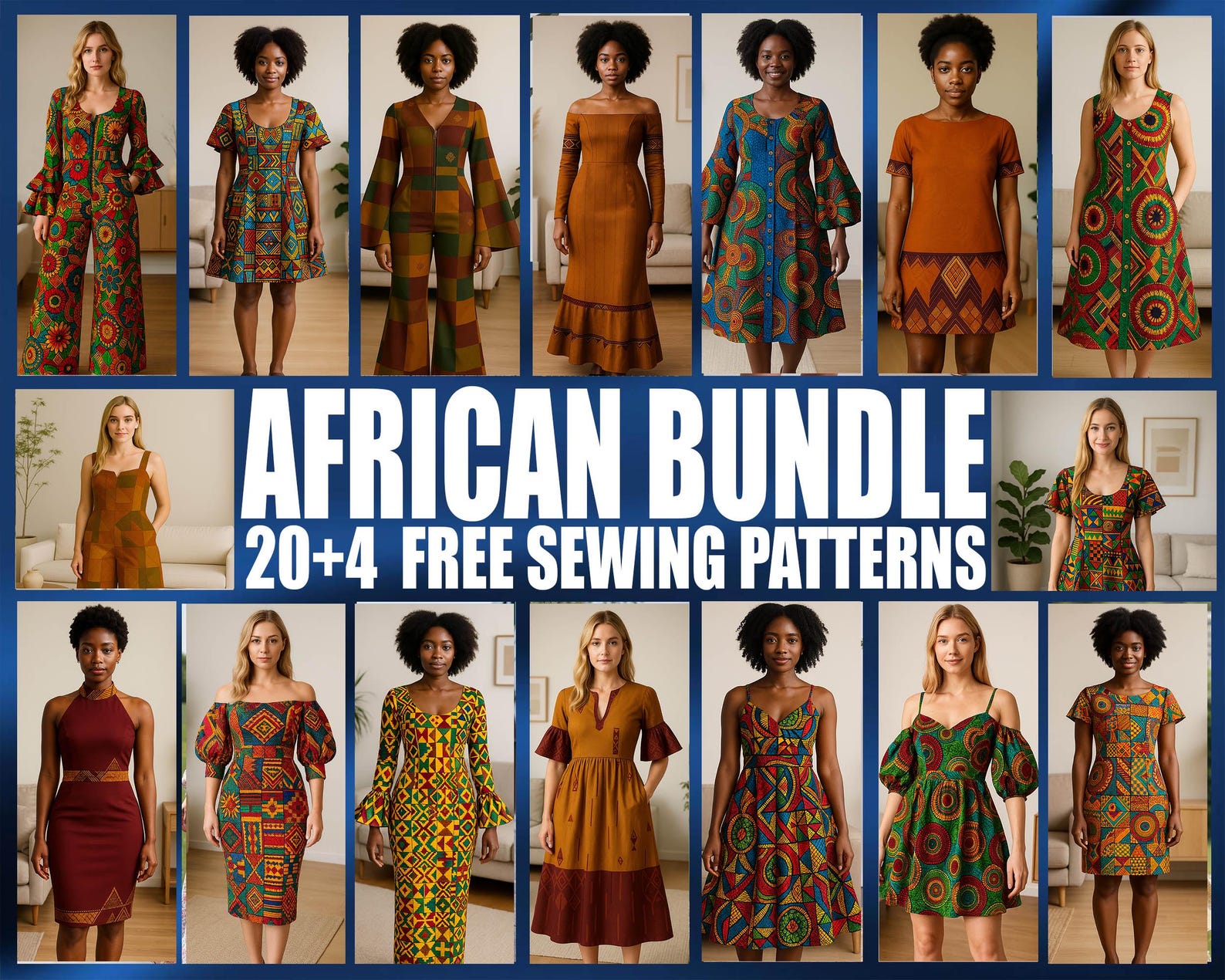 African 24 Patterns Bundle | PDF Digital Sewing Pattern | African Dress ...