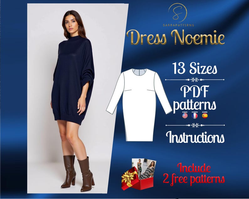 PDF Digital Sewing Pattern for the Noemie Mini Dress | Cocoon Dress ...