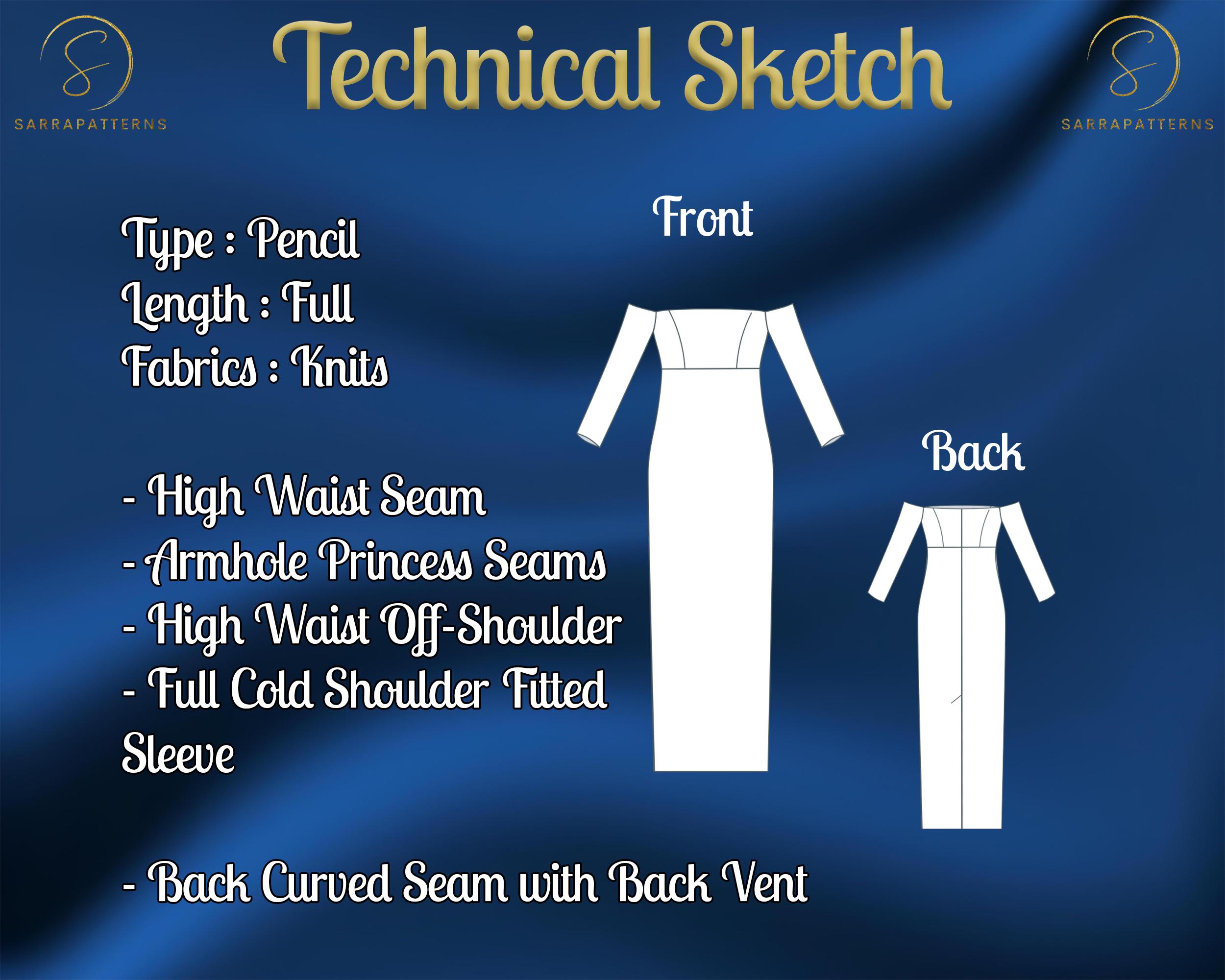 PDF Digital Sewing Pattern for Kylie Dress | Pencil Dress Pattern ...