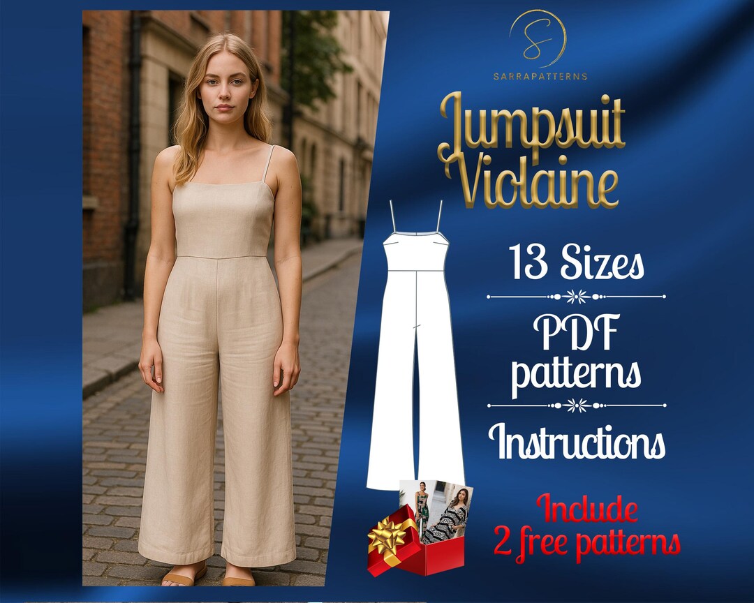 PDF Digital Sewing Pattern for Violaine Jumpsuit | Linen Jumpsuit ...