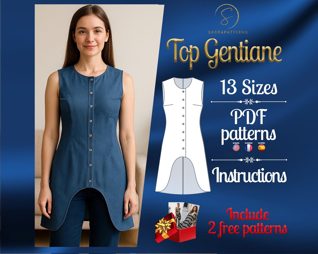 PDF Digital Sewing Pattern for Gentiane Top | Tunic Pattern | Round ...