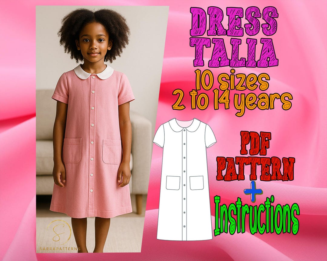 PDF Digital Sewing Pattern Talia Dress | Kid Dress Pattern | Pattern ...