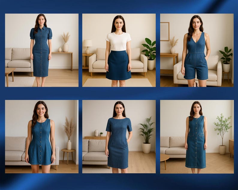 Denim 40 Patterns Bundle | PDF Digital Sewing Pattern | Denim Dress ...