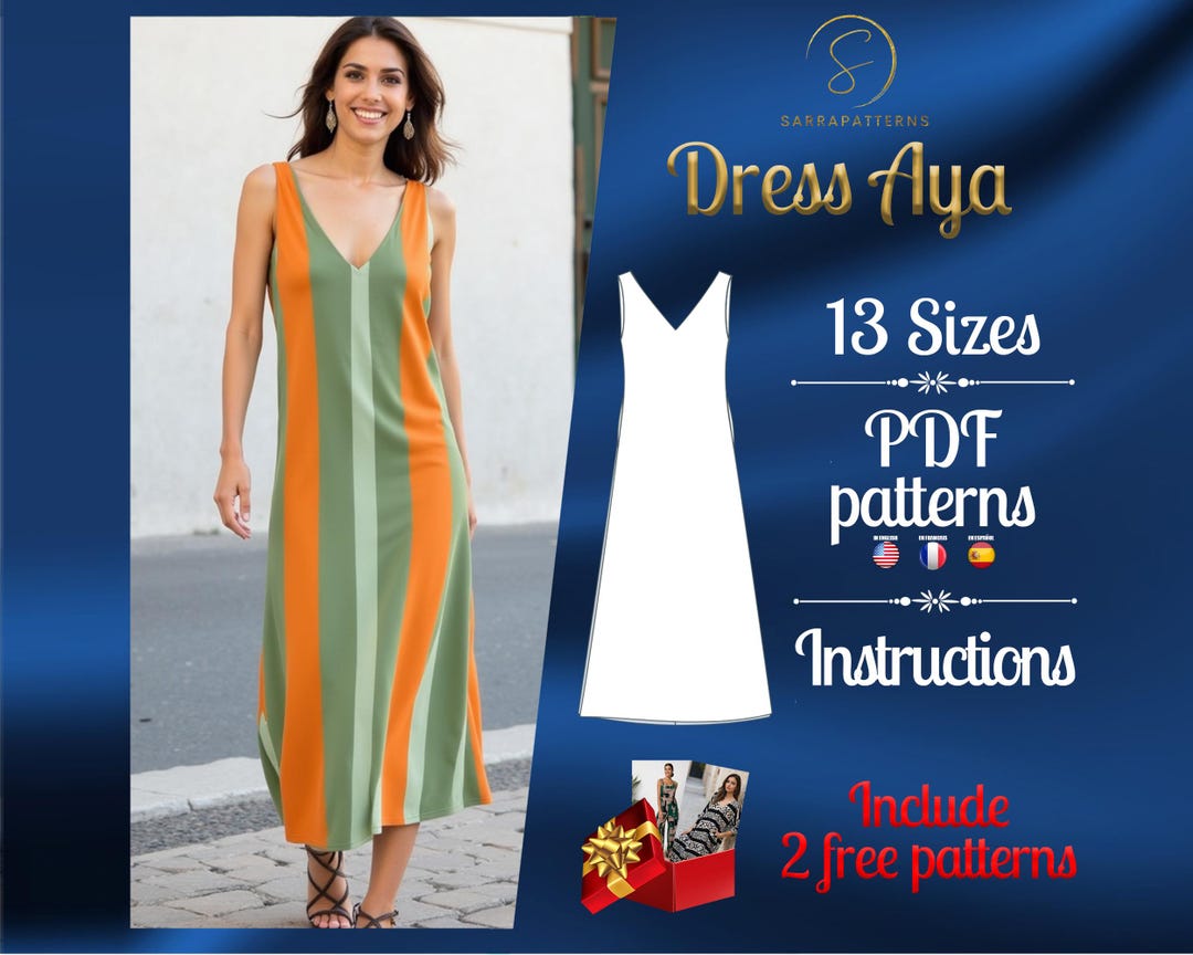PDF Digital Sewing Pattern Aya Tea Dress | Tent Dress Pattern |easy ...
