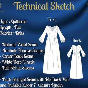 PDF Digital Sewing Pattern for Jane Dress | Gathered Dress Pattern ...