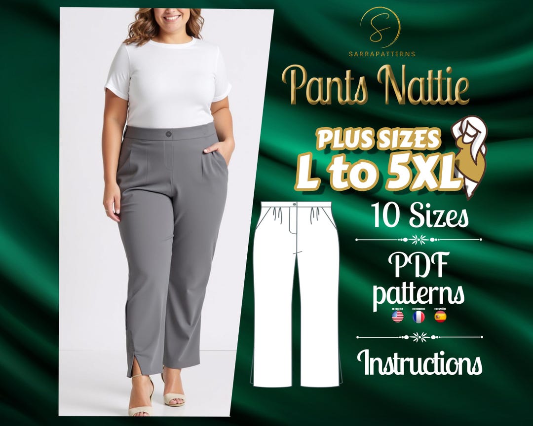 PDF Digital Sewing Pattern for Nattie Pants | Plus Size Patterns ...