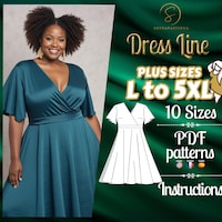 PDF Digital Sewing Pattern for Line Dress | Plus Size Patterns | Circle ...