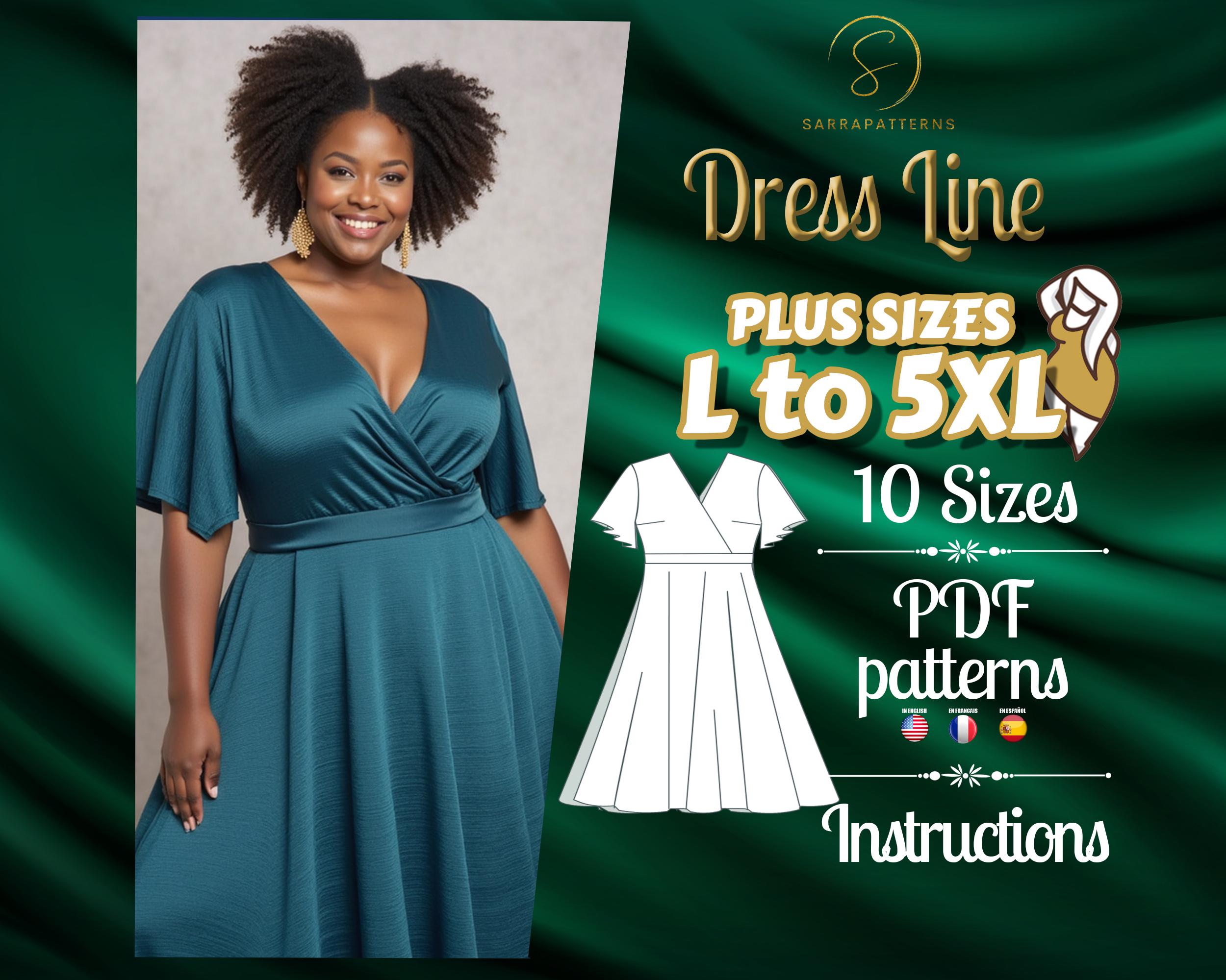 PDF Digital Sewing Pattern for Line Dress | Plus Size Patterns | Circle ...