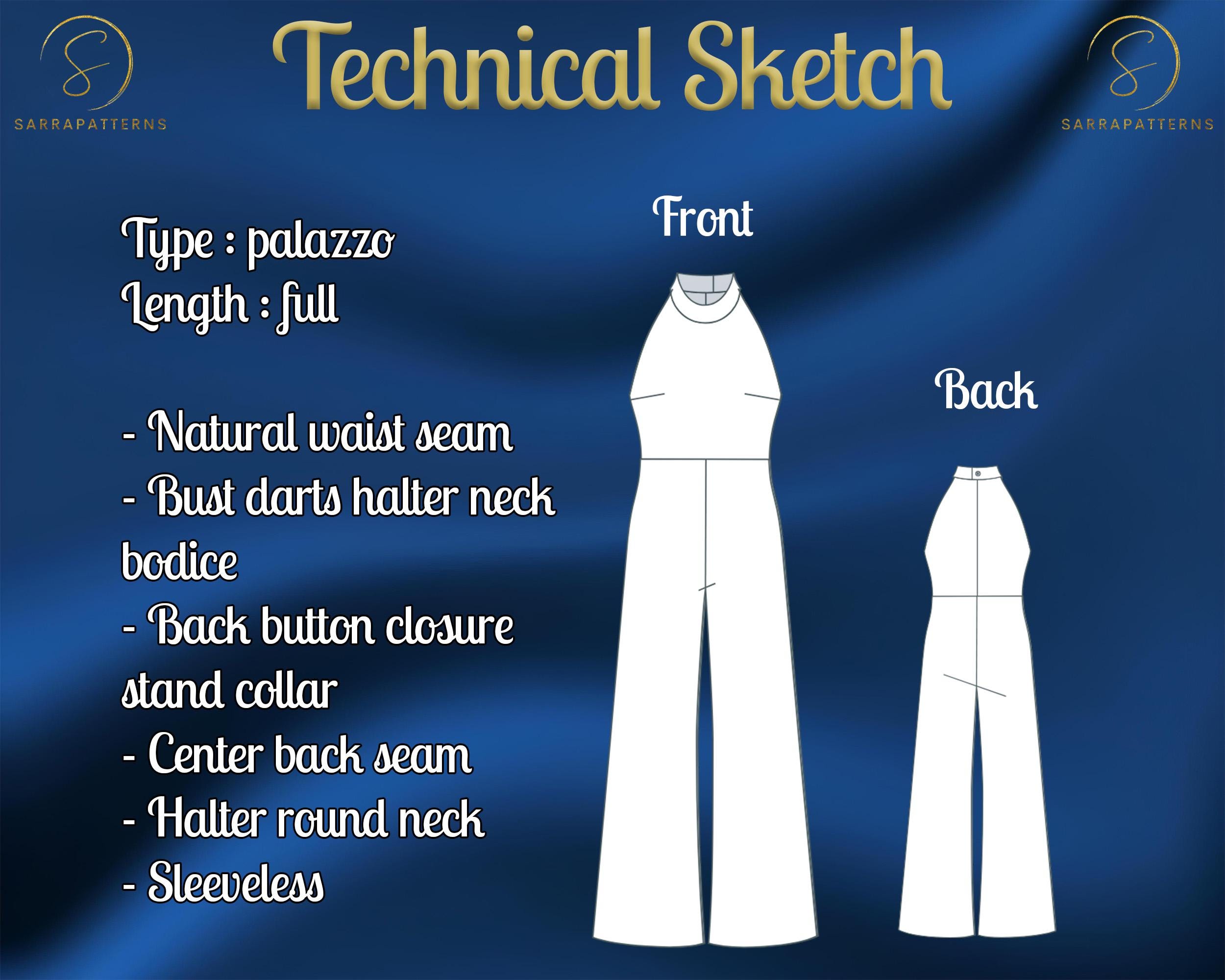 PDF Digital Sewing Pattern for Beya Jumpsuit | Palazzo Jumpsuit Pattern ...