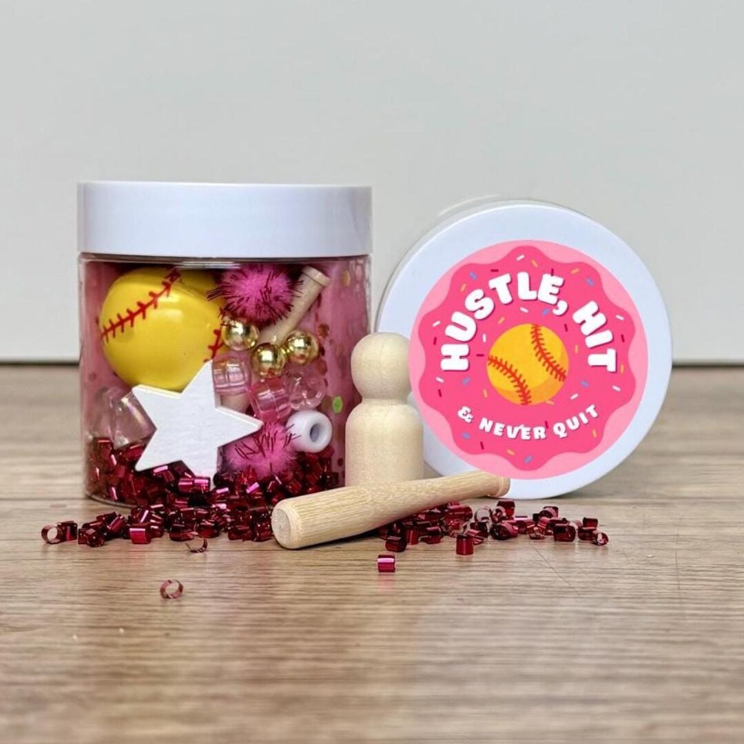 Softball Party Favor Play Dough Sensory Jar Softball Team Gift Girl ...