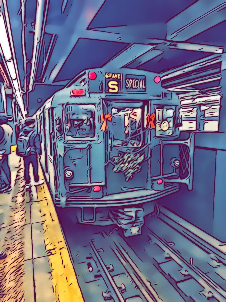 NYC Subway Digital Art Print, Mosaic Tile Wall Decor, Wall St Subway ...