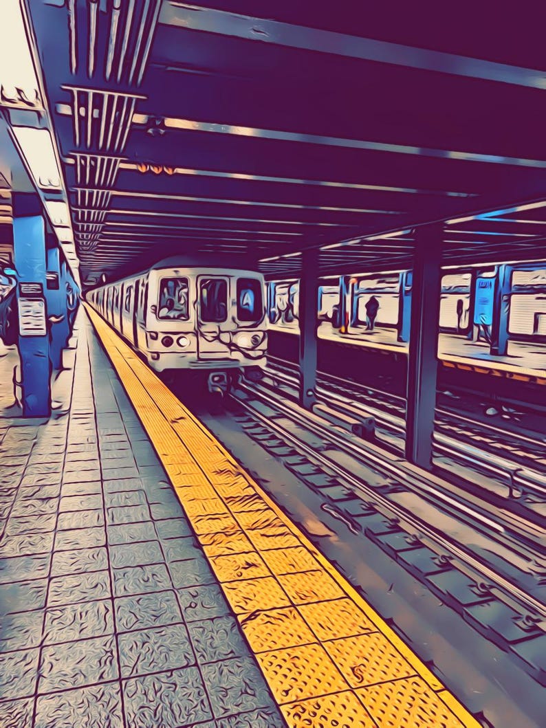 NYC Subway Digital Art Print, Mosaic Tile Wall Decor, Wall St Subway ...