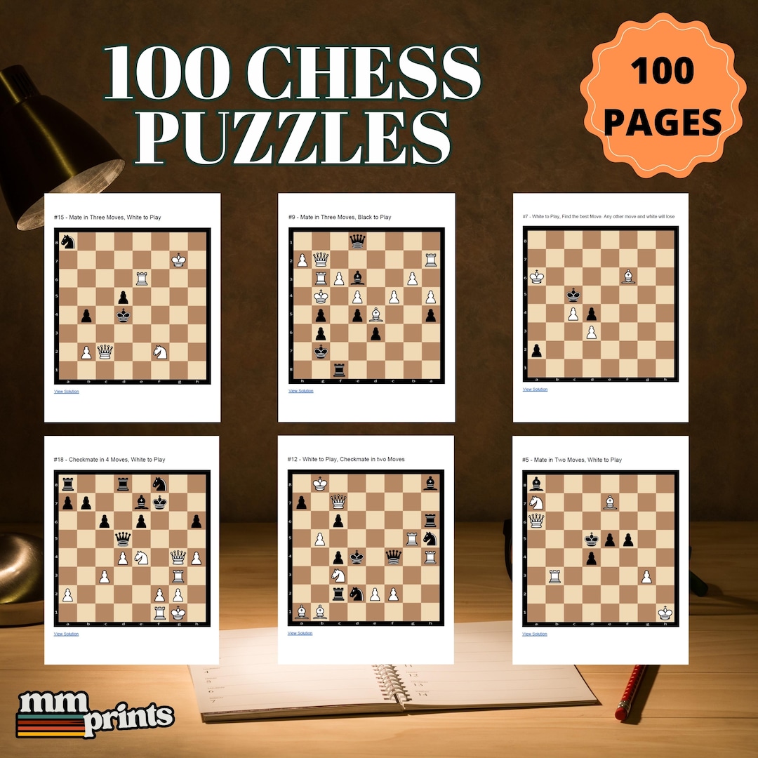 100 Hard Chess Puzzles | Printable Brain Teasers for Adults | Digital Download PDF - Etsy