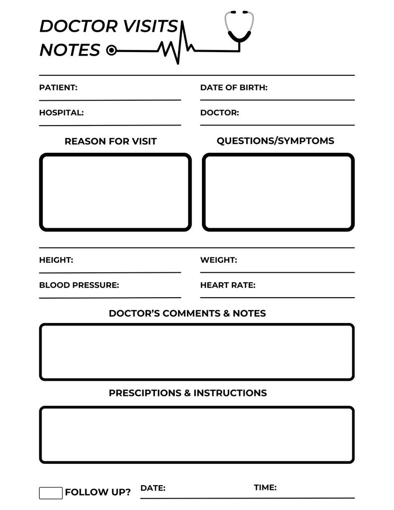 Doctor Tracker Printable Template, Doctor Appointment Log, Medical ...