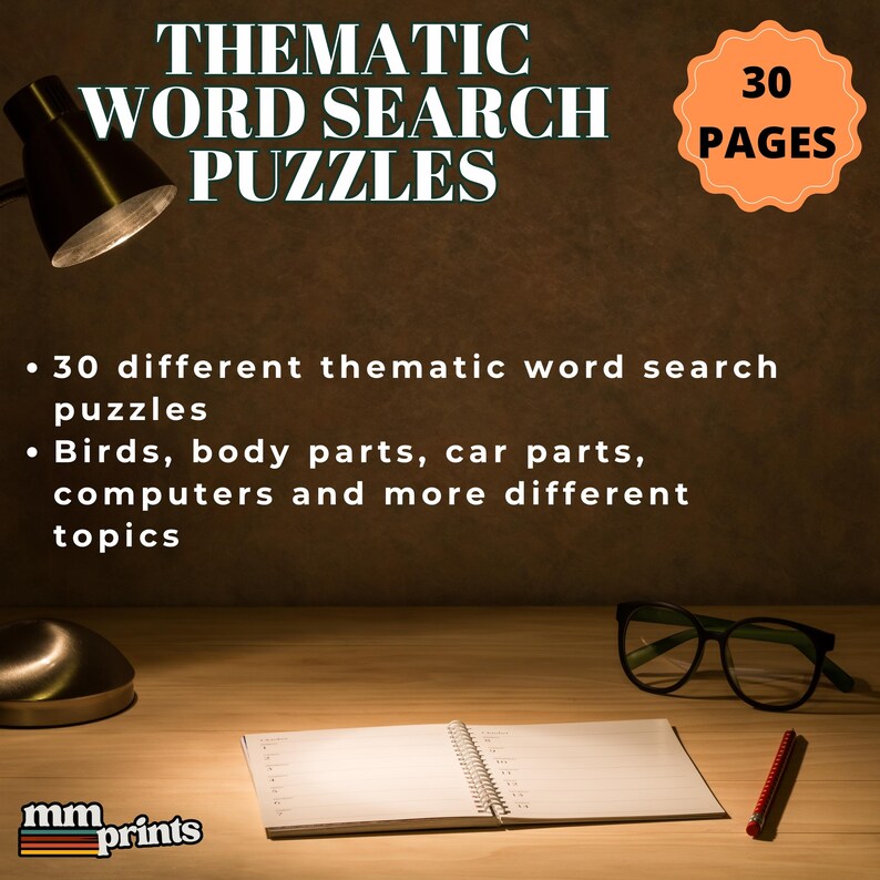 30 Themed Word Search Puzzles | Printable Activity Book for All Ages ...