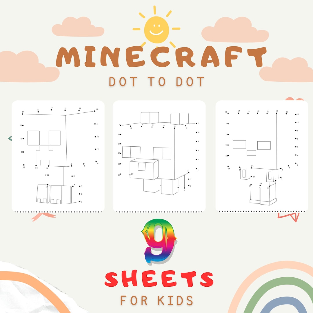 Minecraft Dot to Dot | Digital Printable for Kids | Printable Dot to ...