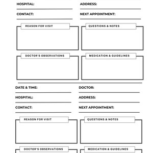 Doctor Tracker Printable Template, Doctor Appointment Log, Medical ...