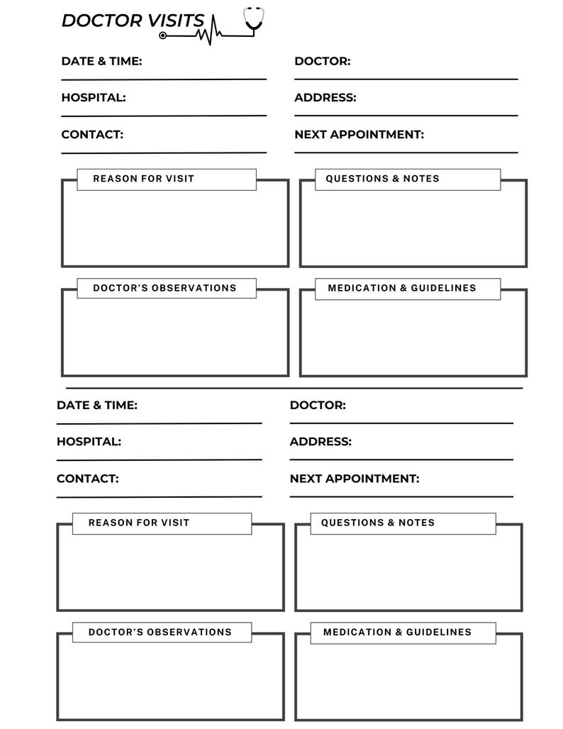 Doctor Tracker Printable Template, Doctor Appointment Log, Medical ...