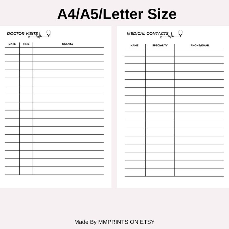 Doctor Tracker Printable Template, Doctor Appointment Log, Medical ...
