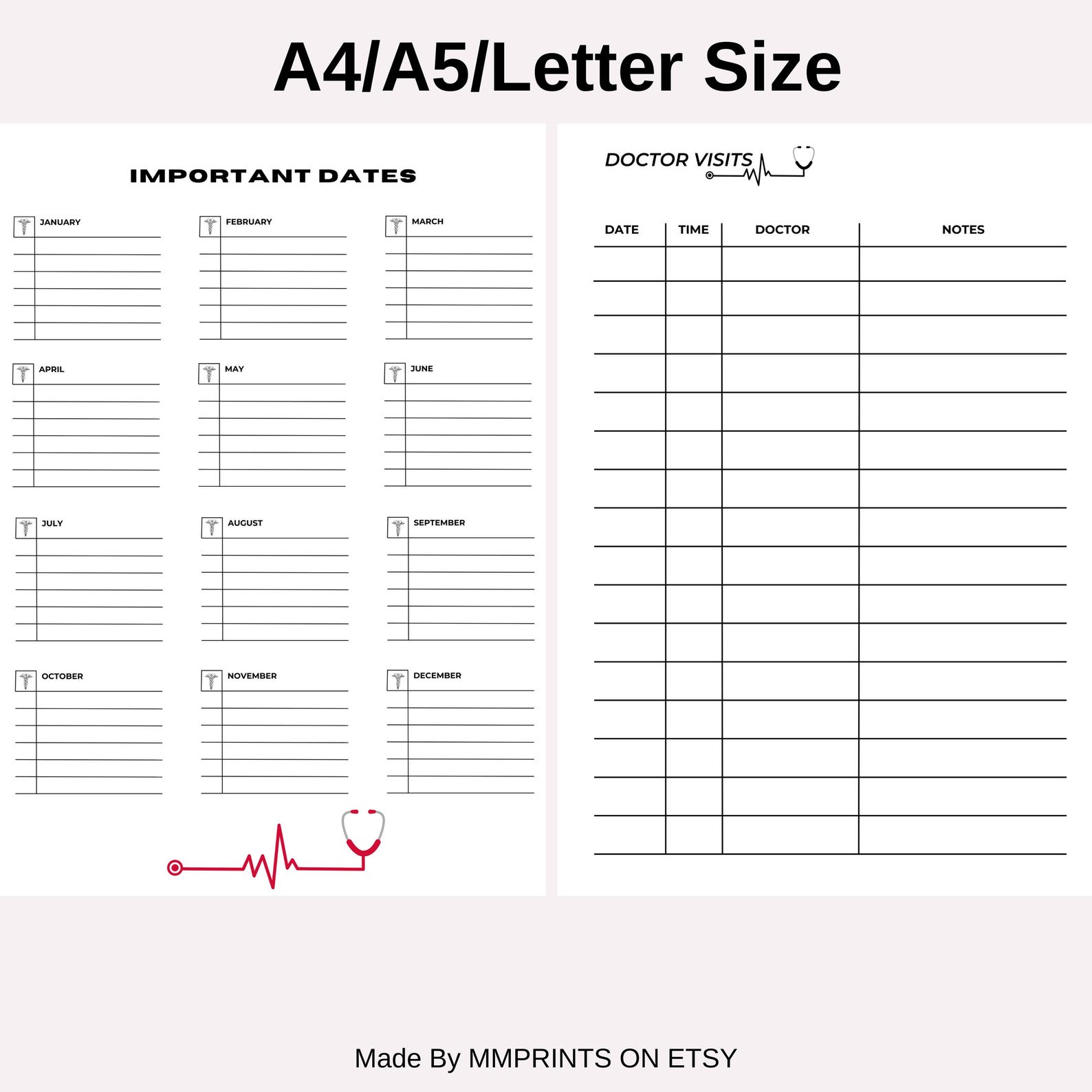 Doctor Tracker Printable Template, Doctor Appointment Log, Medical ...