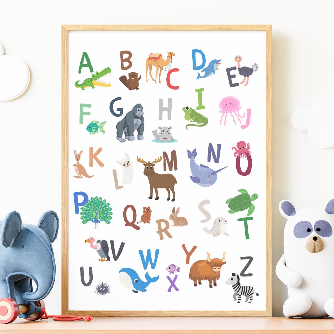 Animal Alphabet Print, ABC Poster, Printable Wall Art, Educational Wall ...
