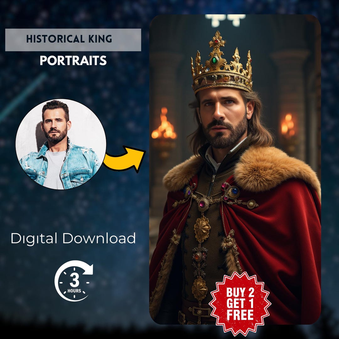 Custom Historical King Portrait - Personalized Royal Artwork - Unique ...