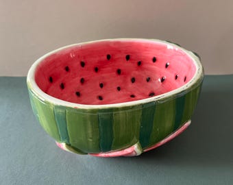 1985 Vintage Ceramic Watermelon Fruit Serving Bowl - Etsy
