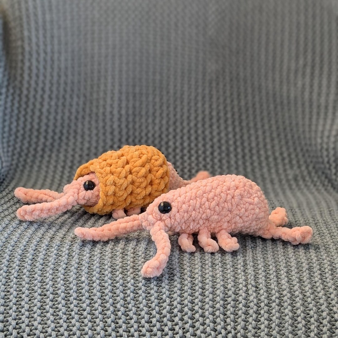 Shrimp Plushie: Handmade Chenille Amigurumi Sea Creature - Etsy